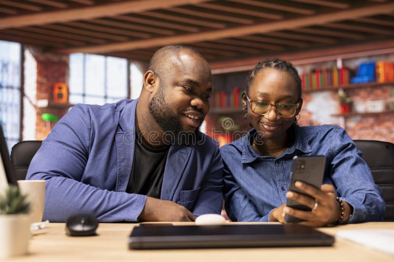 Young Couple Checking Their Email Inbox before Starting daily Freelance ...