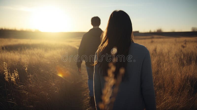 Young Couple in the Country at Sunset - Made with Generative AI Tools ...