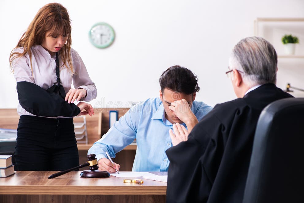 The Young Couple in the Courthouse in Divorce Concept Stock Image ...