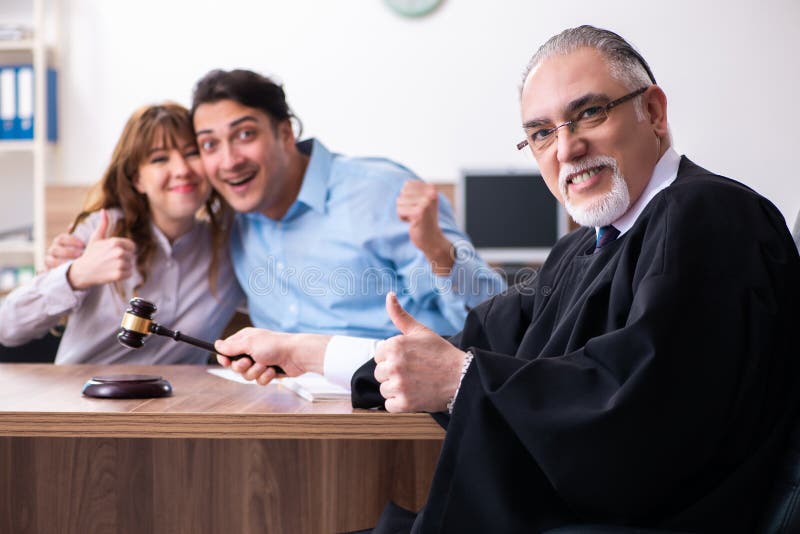 The Young Couple in the Courthouse in Divorce Concept Stock Image ...