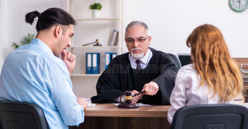 Young Couple in the Courthouse in Divorce Concept Stock Image - Image ...