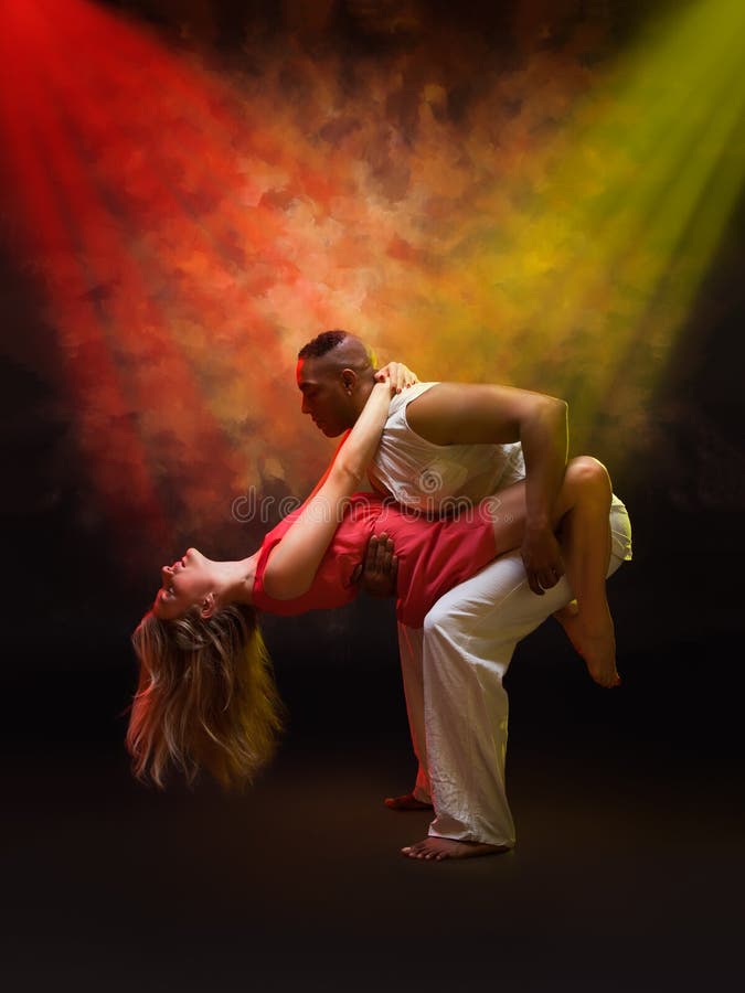 Young Couple Dances Caribbean Salsa Stock Image - Image of ballroom ...