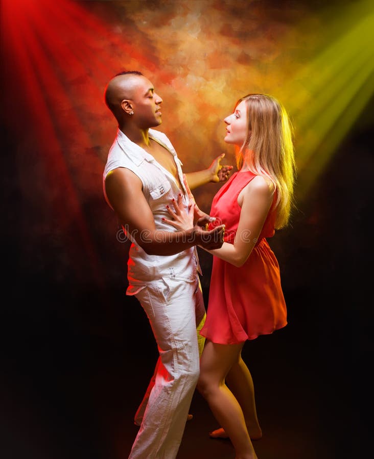 Young Couple Dances Caribbean Salsa Stock Photo - Image of merengue ...