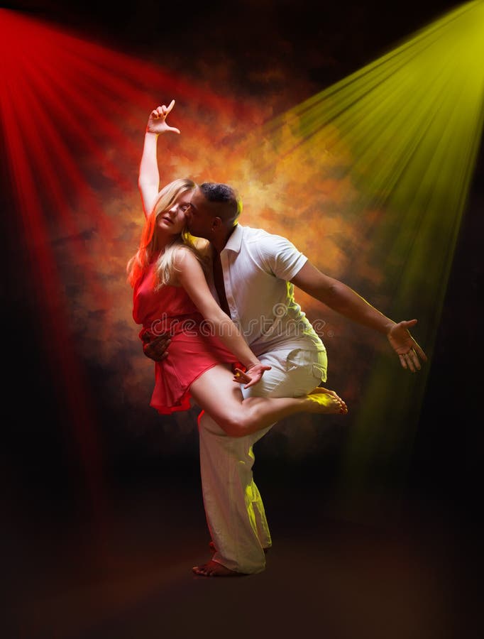 Young Couple Dances Caribbean Salsa Stock Image - Image of ballroom ...