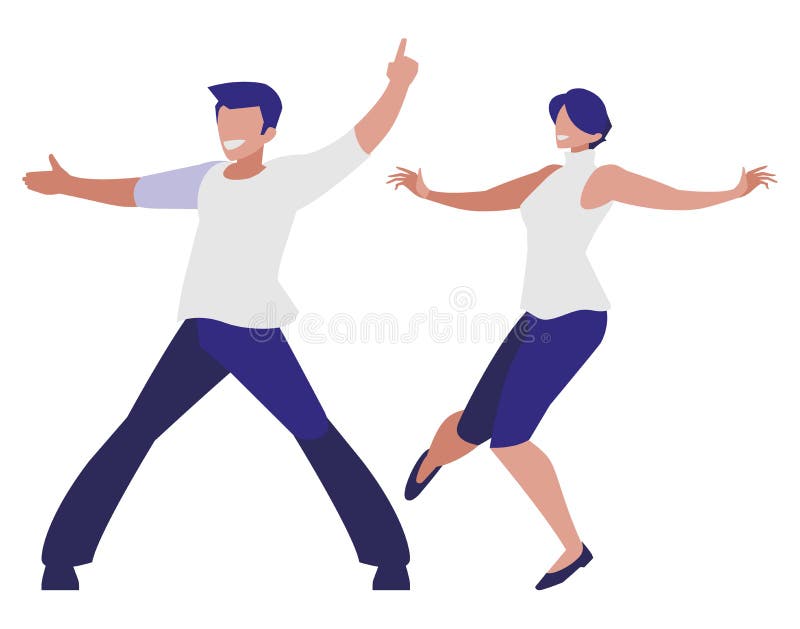 Young Couple Dancing Characters Stock Illustration - Illustration of ...