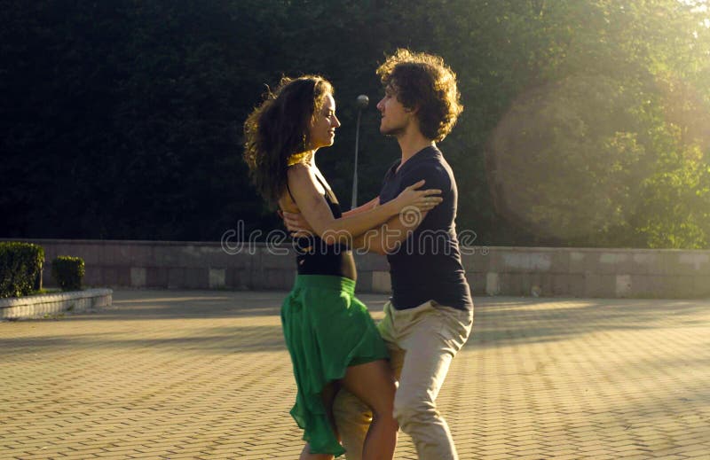 Young Couple Dancing on the Square Stock Image - Image of girl, summer ...