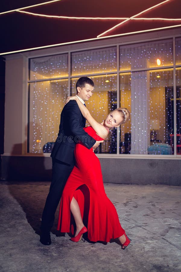 Young Couple Dancing Tango Outdoors Stock Photo - Image of caucasian ...