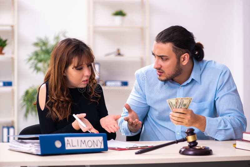 Young Couple Divorcing in Alimony Concept Stock Image - Image of paper ...