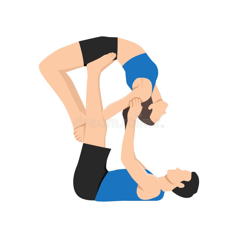 Young Couple Doing Partner Forward Fold, Uttanasana. Standing Forward ...