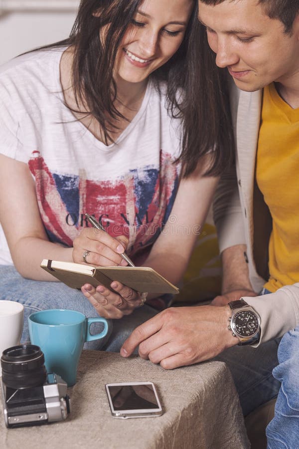 Young Couple Drinking Tea in the Discussion of Ideas Stock Image ...