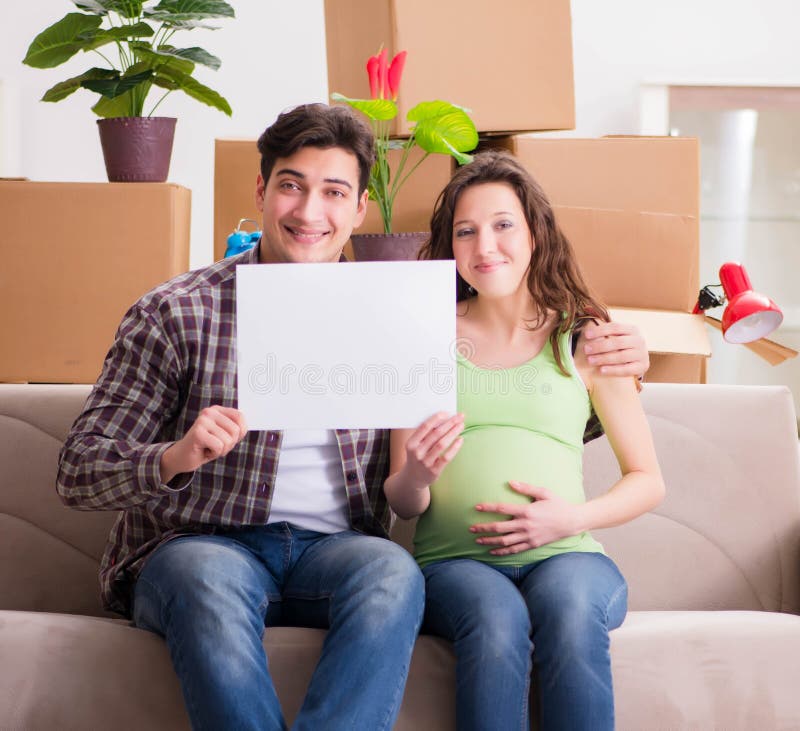 Young Couple Expecting Baby with Blank Message Stock Photo - Image of ...