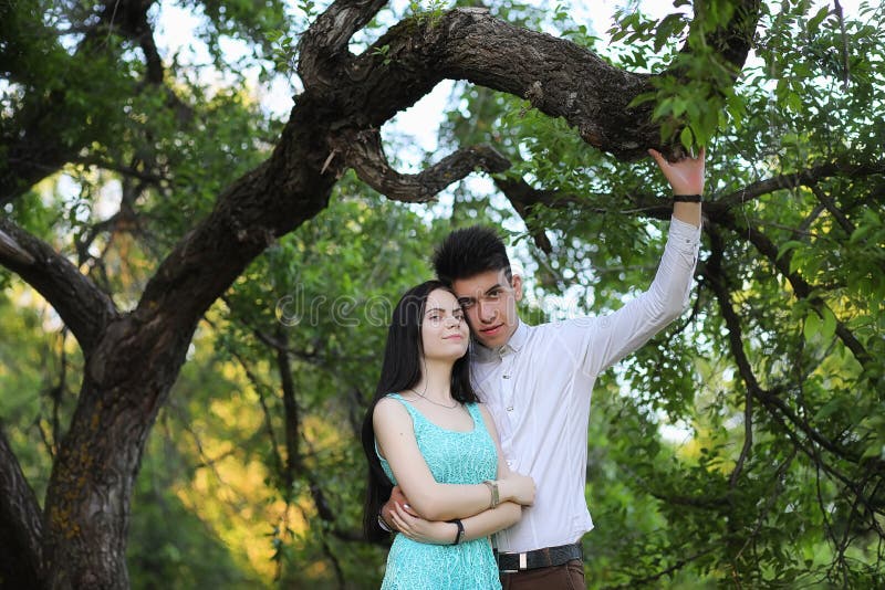 Young Couple on the First Date Stock Photo - Image of flirting, green ...