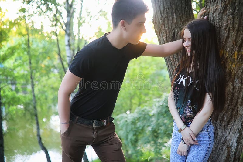 Young Couple on the First Date Stock Image - Image of flirting ...