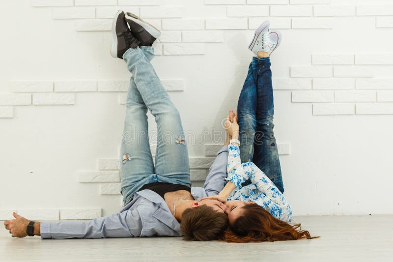 Young Couple Fooling Around Indoors Stock Photo - Image of happy, home ...