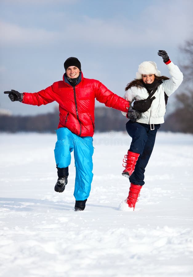 Winter Couple Fun on Snowshoe in Montreal Stock Image - Image of hikers ...