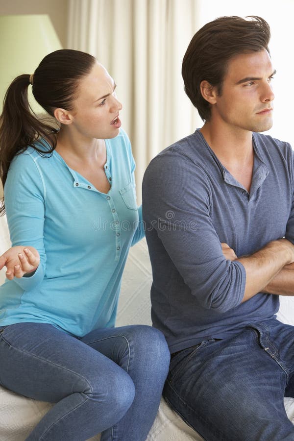 Young Couple Having Argument at Home Stock Image - Image of male ...