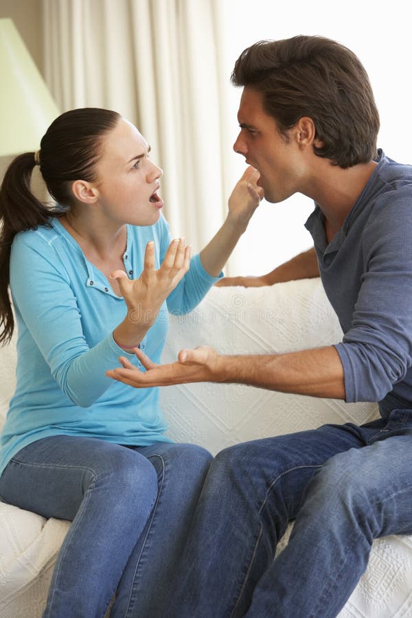 Young Couple Having Argument at Home Stock Image - Image of young ...