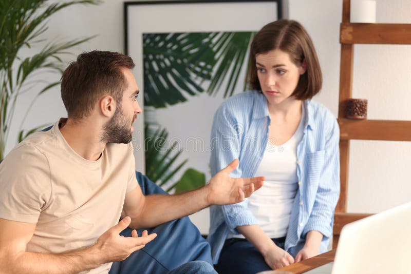 Young Couple Having Arguments at Home Stock Photo - Image of caucasian ...