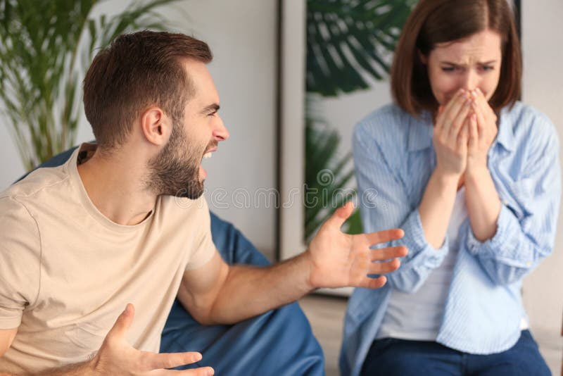 Young Couple Having Arguments at Home Stock Photo - Image of crisis ...