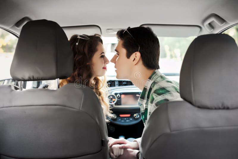 Young Couple Having Fun Inside a Car Stock Image - Image of ...
