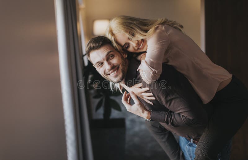 Young Couple Having Fun in the Room Stock Image - Image of boyfriend ...