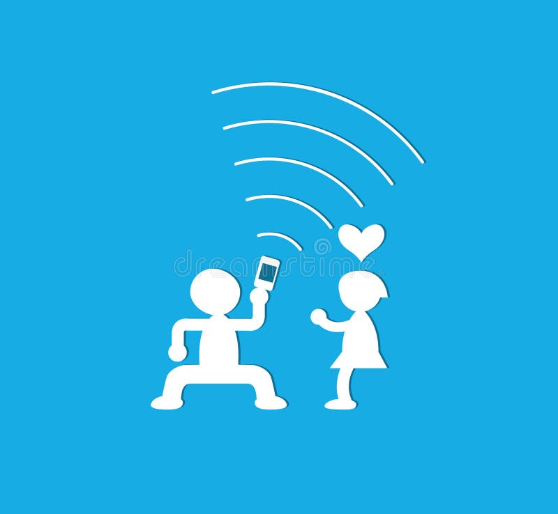 Young Couple Having Fun Together with Mobile Phone Stock Vector ...
