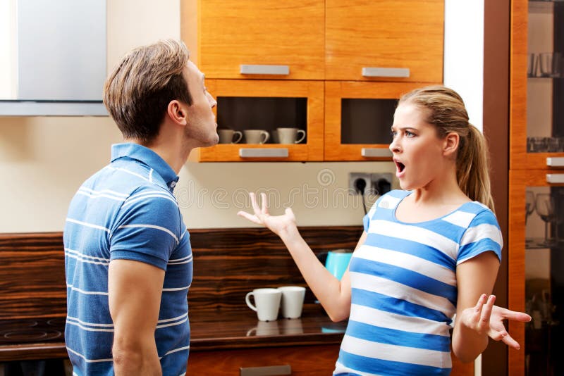 Young Couple Having Quarrel in the Kitchen Stock Photo - Image of home ...