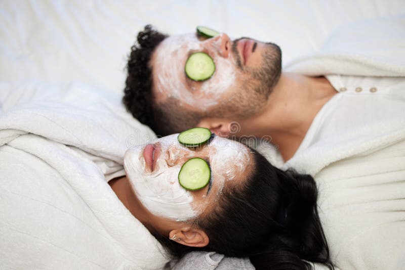 Today is Our Pamper Day. a Young Couple Having a Spa Day at Home. Stock ...