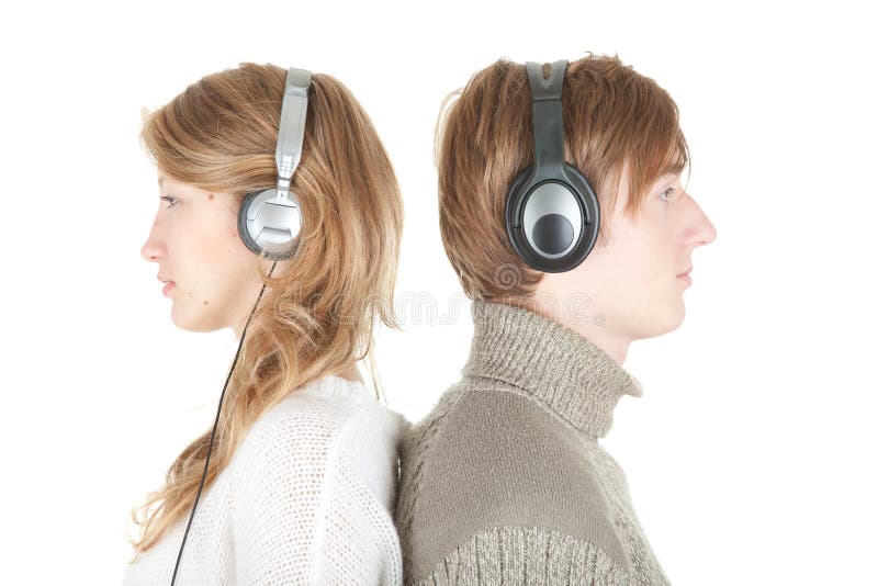 Little Girl with Headphones Stock Image - Image of cute, audio: 25732183