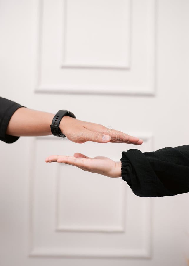 Young Couple Holding Hands without Touching Stock Image - Image of limb ...
