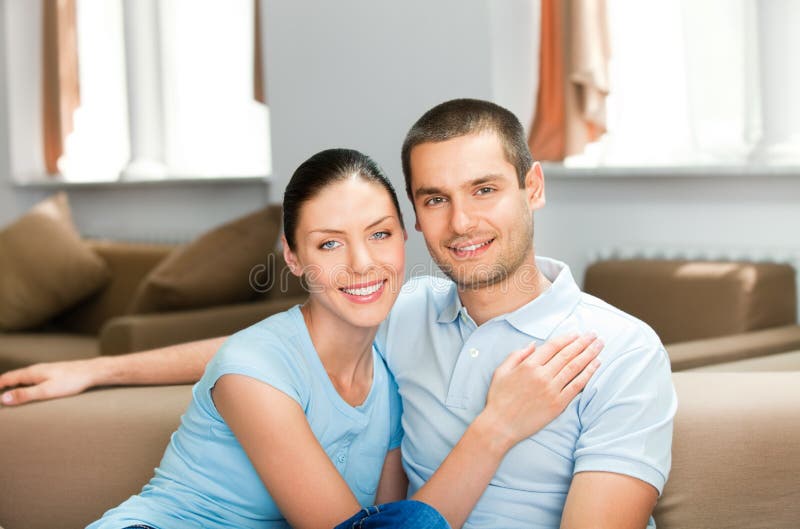 Young couple at home stock image. Image of female, happy - 14998391