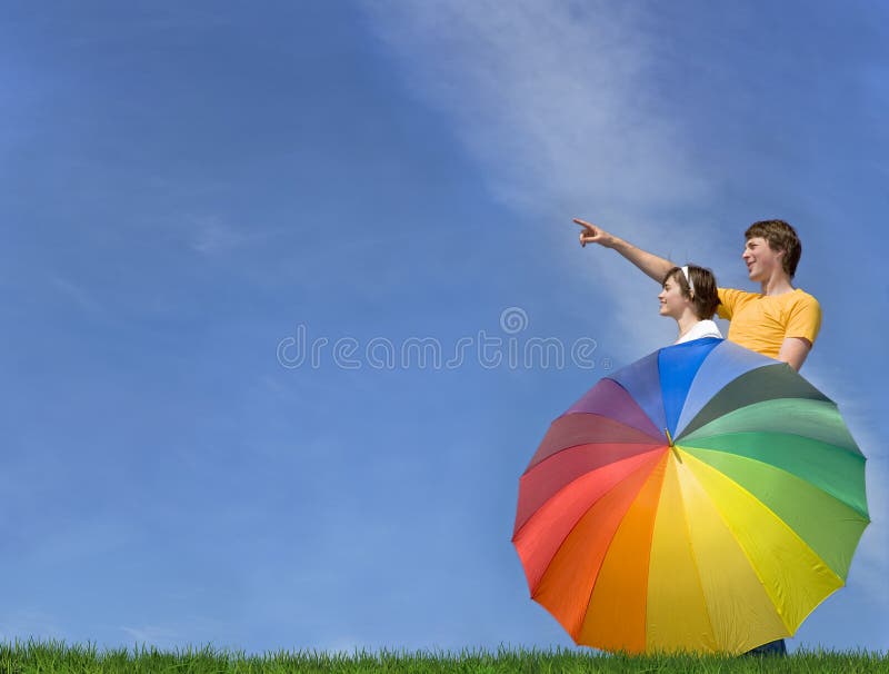 Young Couple Looking into Bright Future Stock Image - Image of ...