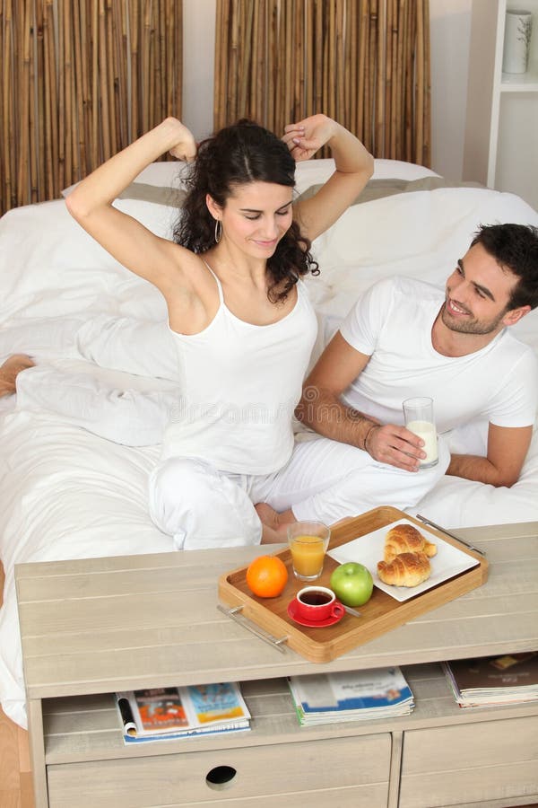 Young Couple in Love Eating Breakfast Stock Image - Image of home ...
