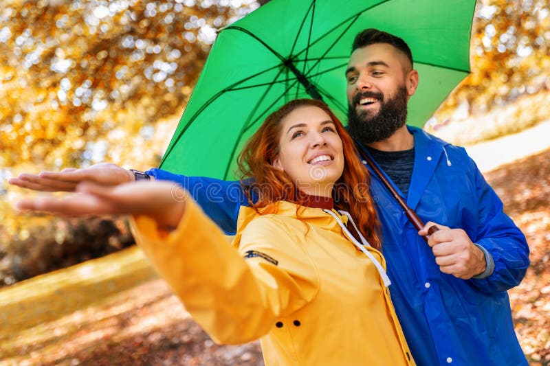 Couple in Love is Enjoying in Park after Rain Stock Photo - Image of ...