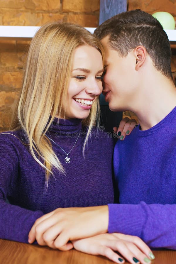 Young Couple in Love Hugging Smiling and Pressed Stock Photo - Image of ...