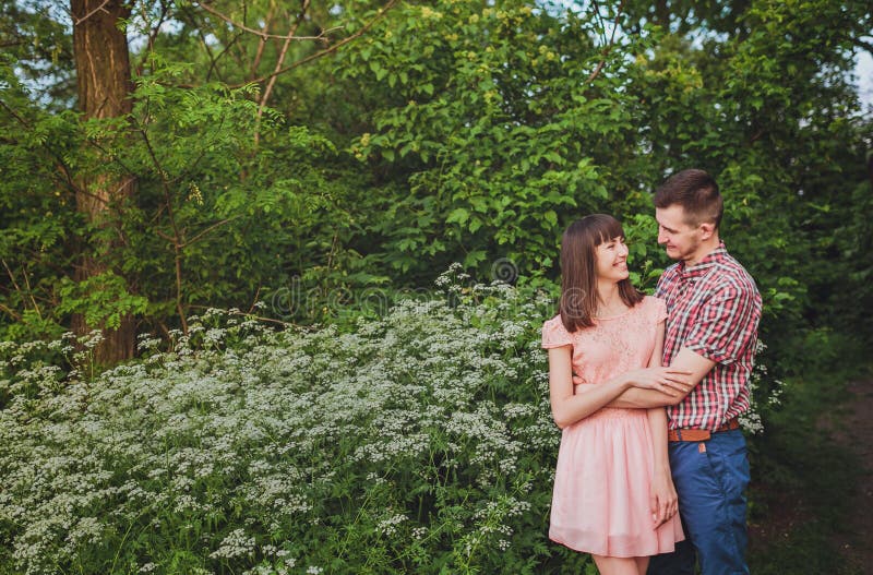 Young Couple in Love Together on Nature Stock Image - Image of adult ...