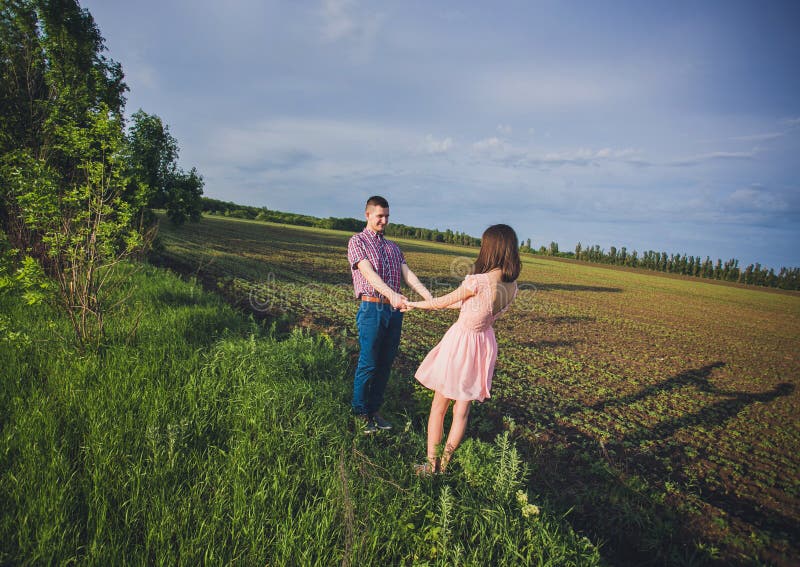 Young Couple in Love Together on Nature Stock Image - Image of hipster ...
