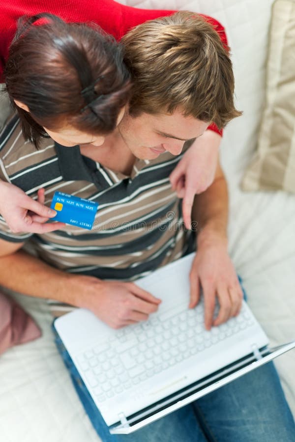 Young Couple Making Purchases Online Stock Image - Image of handsome ...