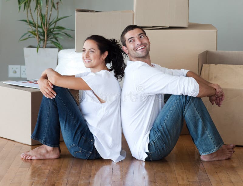 Young Couple Moving House stock photo. Image of happiness - 9281636