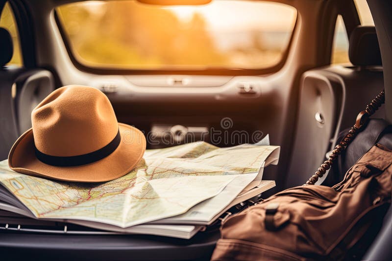 Young Couple Planning Vacation Trip with Map. Stock Illustration ...