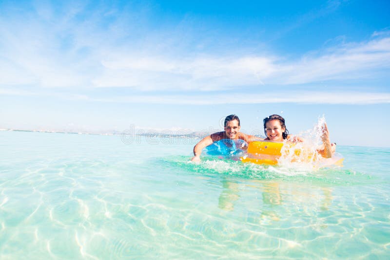 Girl Lying on Back on Inflatable Raft with Eyes Closed Stock Image ...