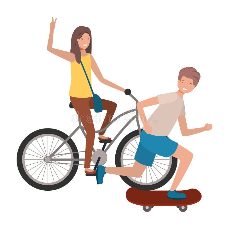 Young Couple Practicing Sports Avatar Character Stock Vector ...