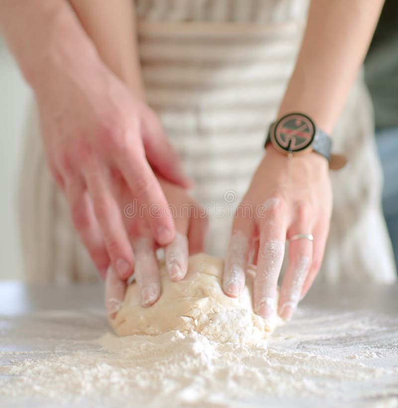 Young Couple Prepared Cake Standing in the Kitchen Stock Photo - Image ...