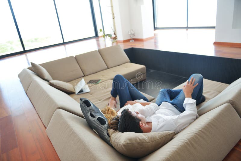 Young couple relax at home stock photo. Image of real - 41197242