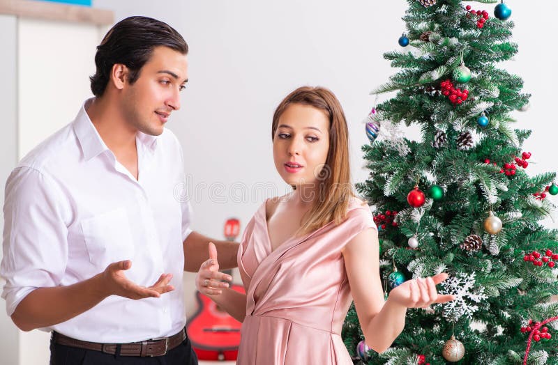 Young Couple on Romantic Christmas Date Stock Image - Image of ...