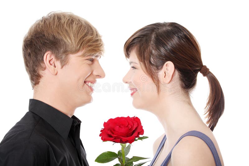 Young couple and rose. stock photo. Image of background - 17998610