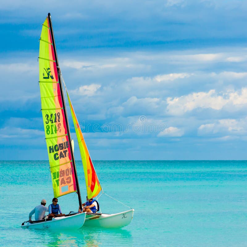 Tourist Sailing in a Catamaran on a Cuban Beach Editorial Photography ...