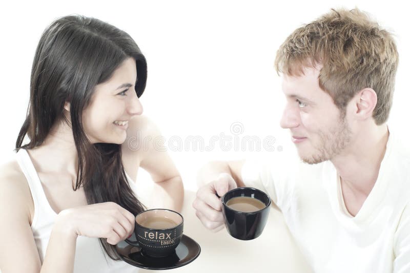 Young Couple Sharing Coffee Time Stock Image - Image of lifestyle ...