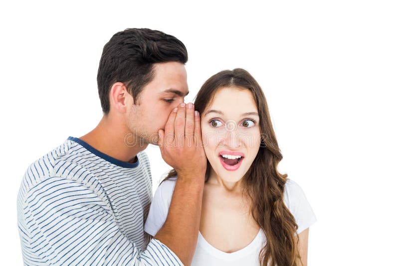 Smiling Girlfriend Telling Boyfriend Secret Stock Photo - Image of ...