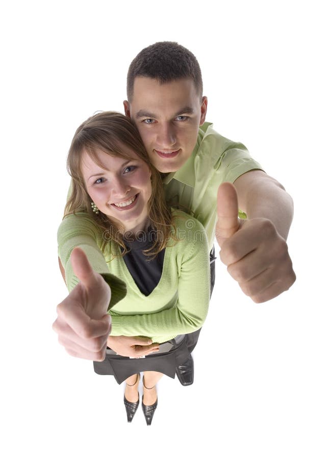 Young Couple Shows OK Hand Sing Stock Photo - Image of holding ...